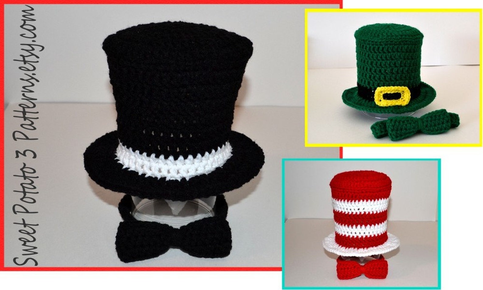 PATTERN Top Hat & Bow Tie - Crochet - Etsy