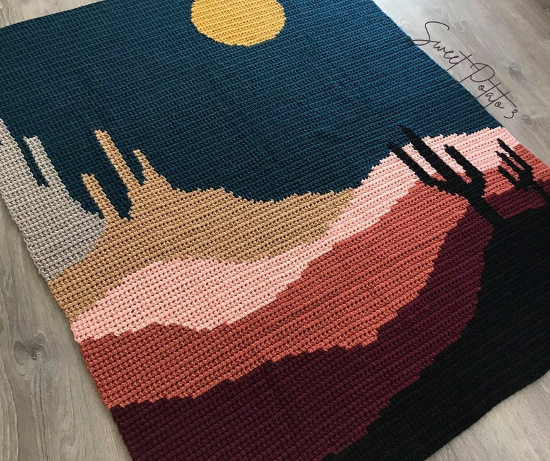 Desert Skies Crochet Blanket Pattern: Landscape Afghan (PDF Pattern ...