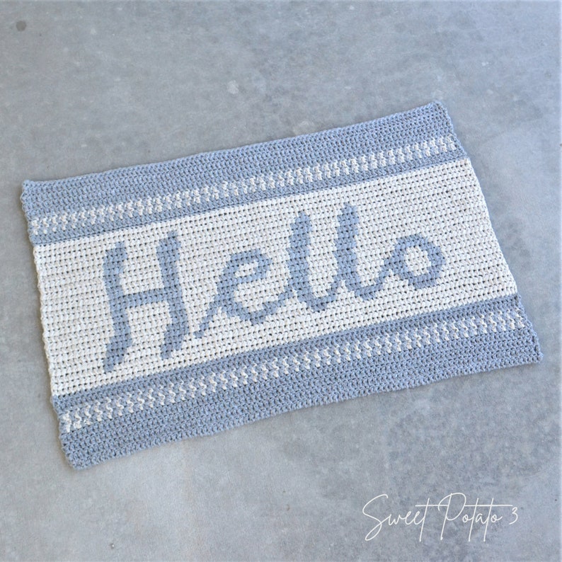 Hello Welcome Mat Entryway Rug Crochet Pattern Home Decor - Etsy