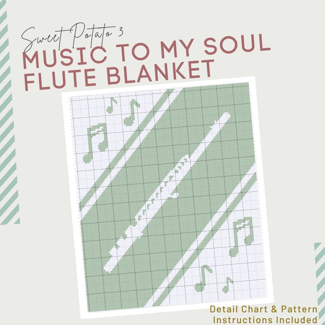 Flute Blanket Crochet Pattern, Music Lover Gift, Wind Instrument ...