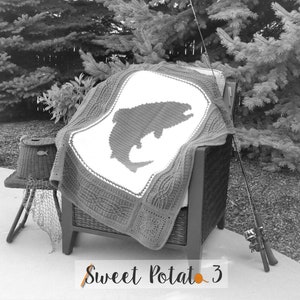 Fish on Blanket Crochet Pattern: Fisherman Afghan, Cabin Decor (PDF ...