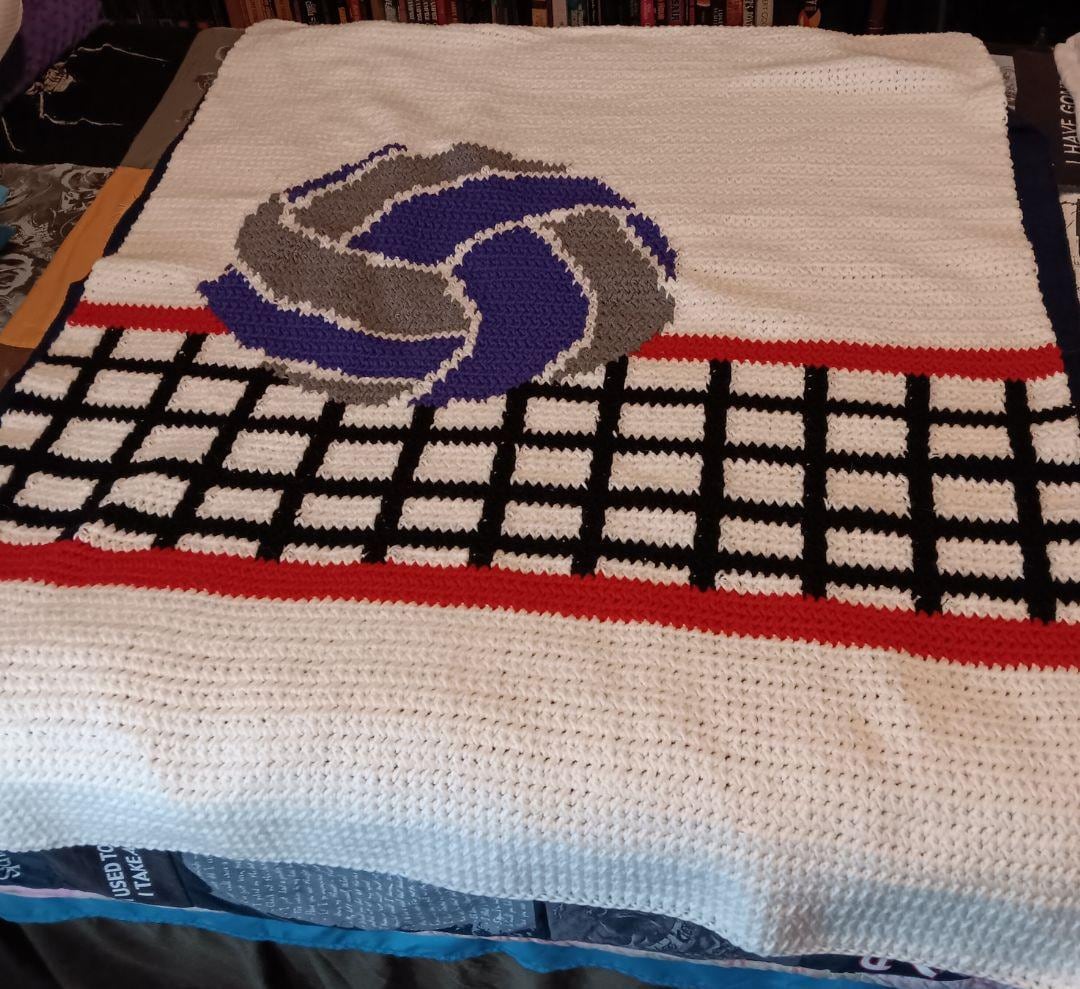Volleyball Crochet Blanket Pattern: Sports Throw With Net (PDF Pattern ...
