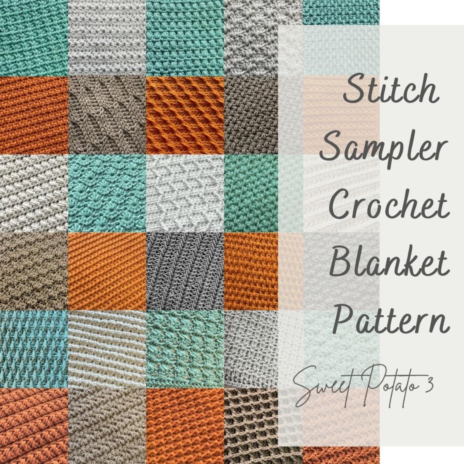 Stitch Sampler Crochet Blanket Pattern Textured Crochet - Etsy