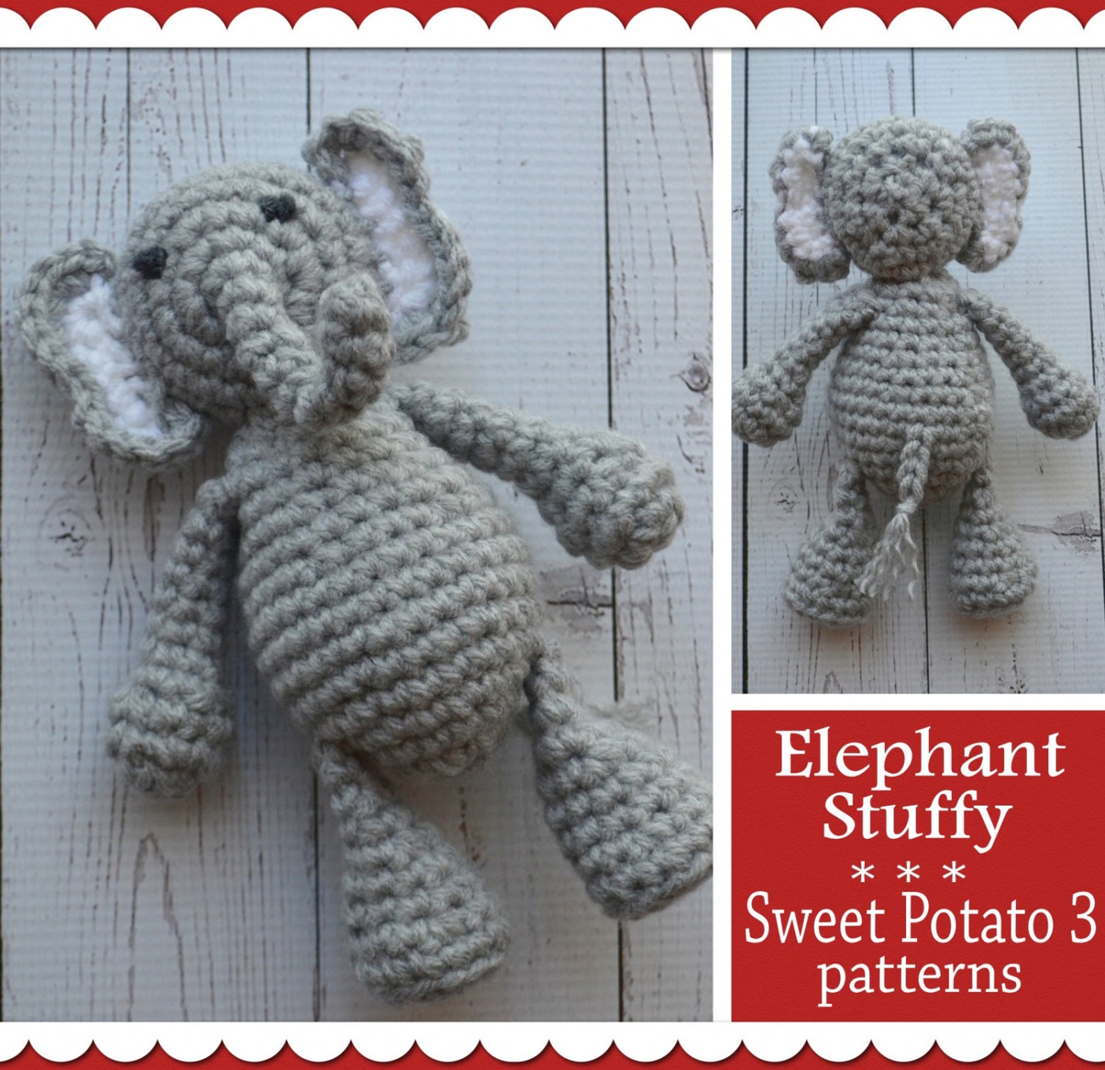 Elephant Stuffy Stuffed Animal Crochet Pattern - Etsy