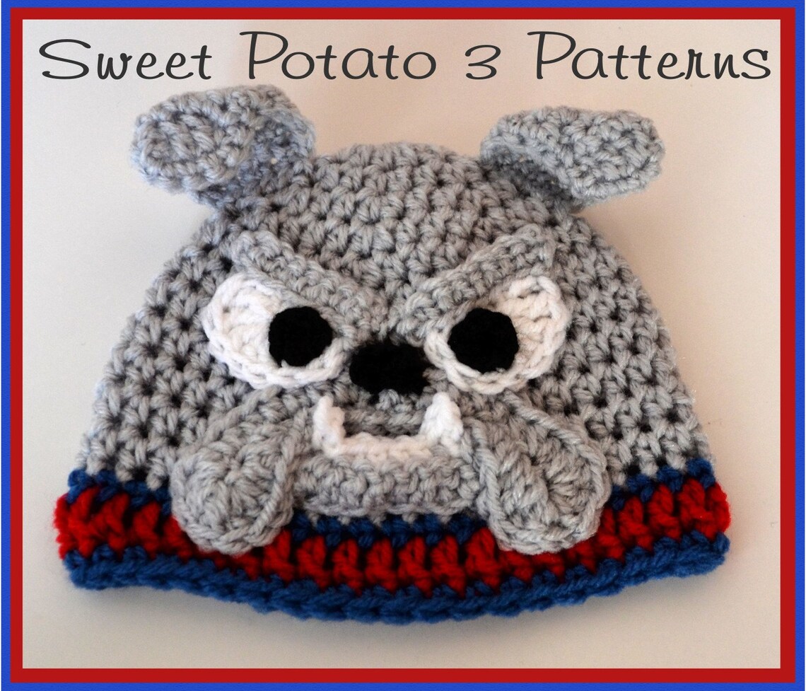 Bulldog Hat Crochet Pattern, Dog Hat, Animal Lover Crochet Hat, Dog ...