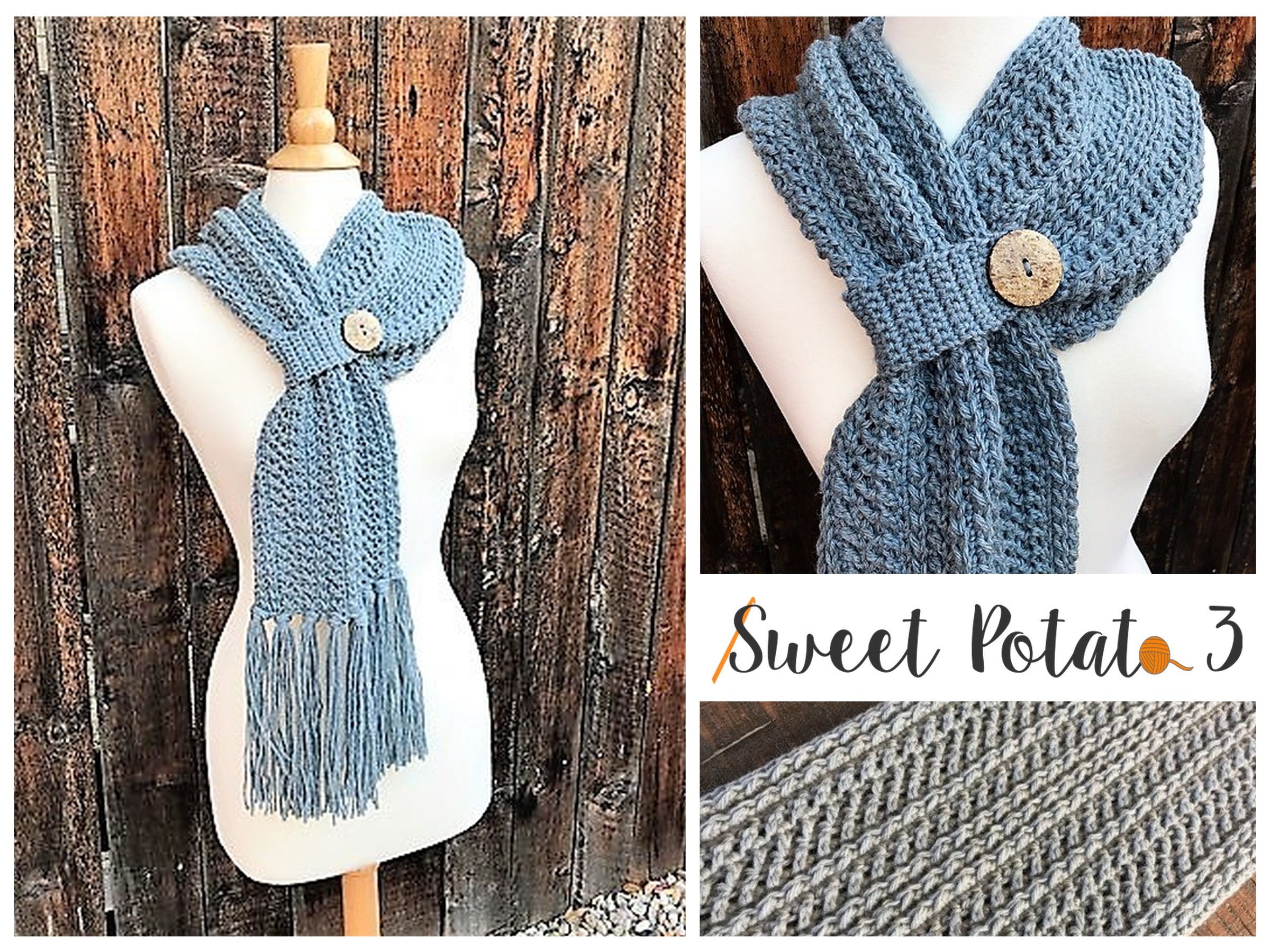 Crochet Scarf With Button Pattern