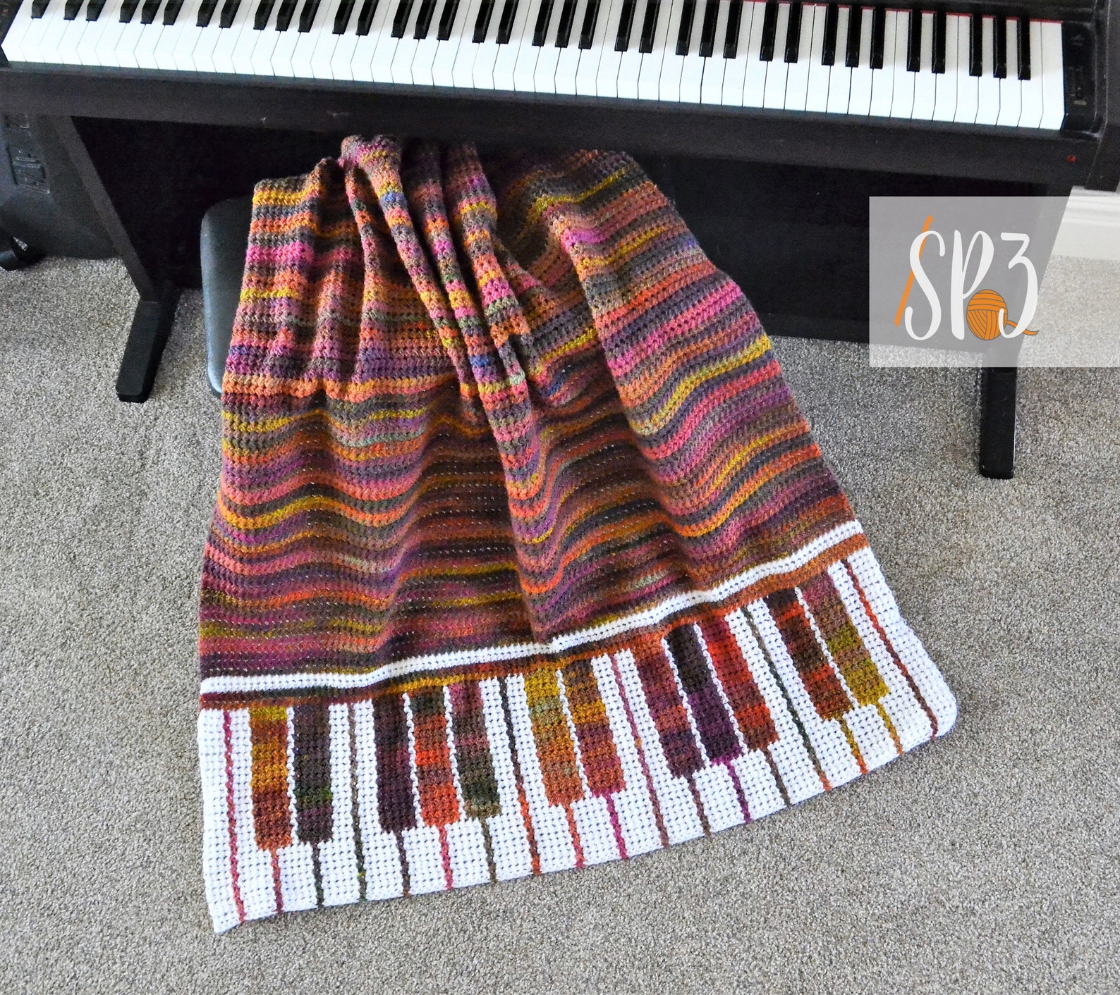 Piano Pizzazz Blanket Crochet Pattern, Music Lover, Piano Player Gift ...