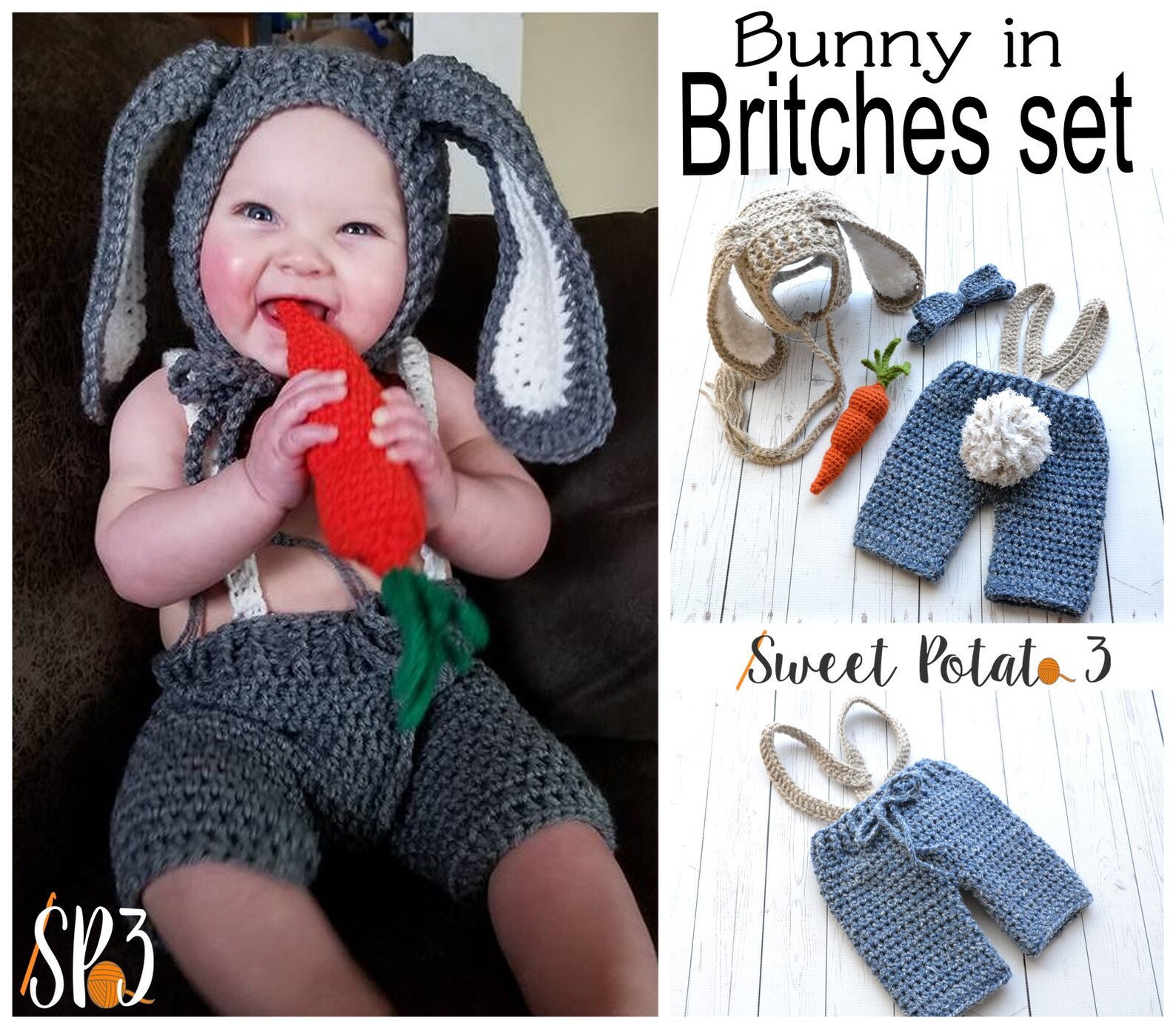 Bunny in Britches Set - Crochet Pattern for Newborn and Baby, Easter ...