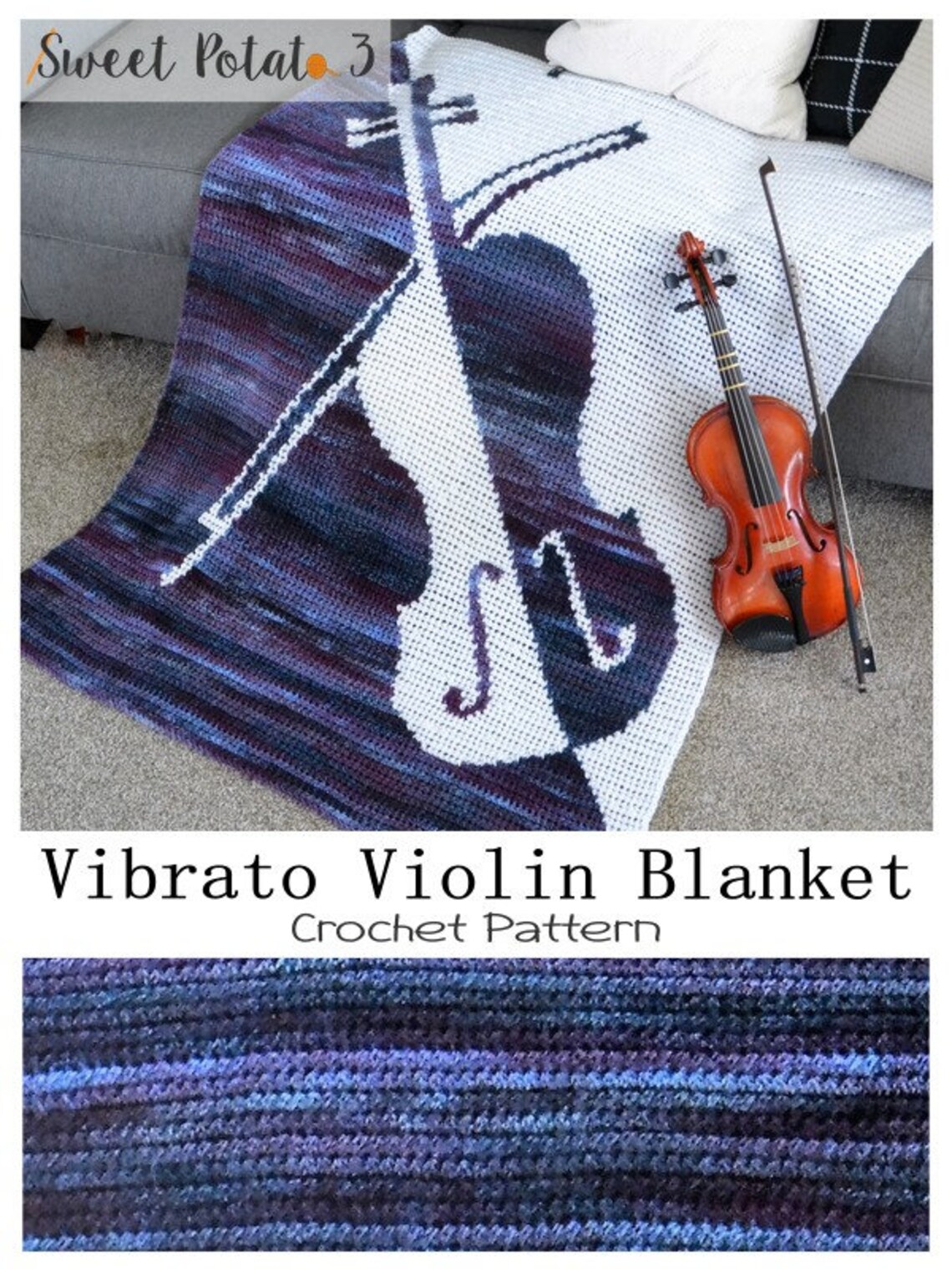 Vibrato Violin Blanket Crochet Pattern Violinist Gift | Etsy Canada