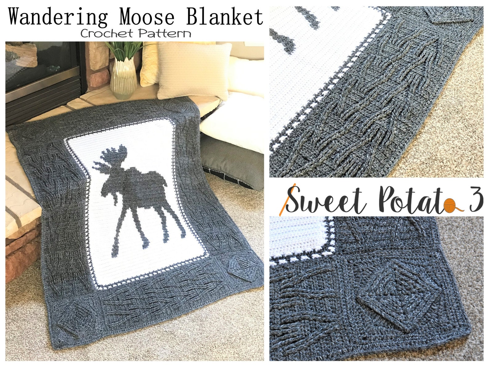Wandering Moose Blanket Crochet Pattern: Textured Cabin Afghan (PDF ...