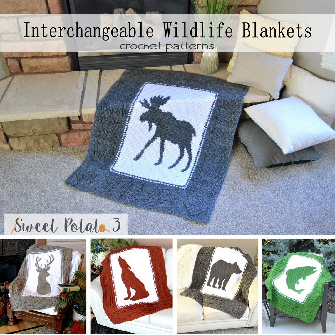 Wandering Moose Blanket Crochet Pattern: Textured Cabin Afghan (PDF ...