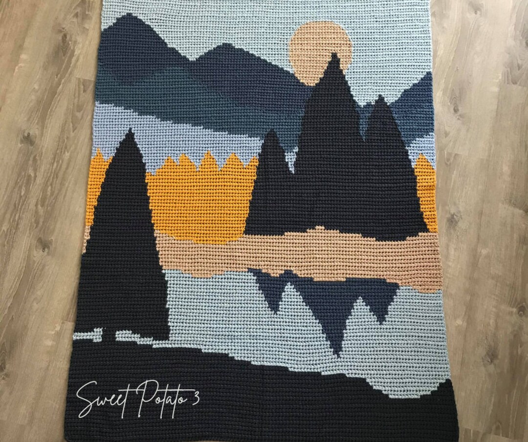 Blue Mountain Lake Crochet Blanket Pattern: Landscape Afghan (PDF ...