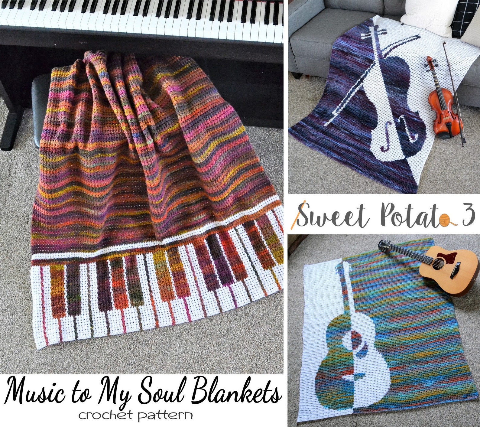 Piano Pizzazz Blanket Crochet Pattern, Music Lover, Piano Player Gift ...
