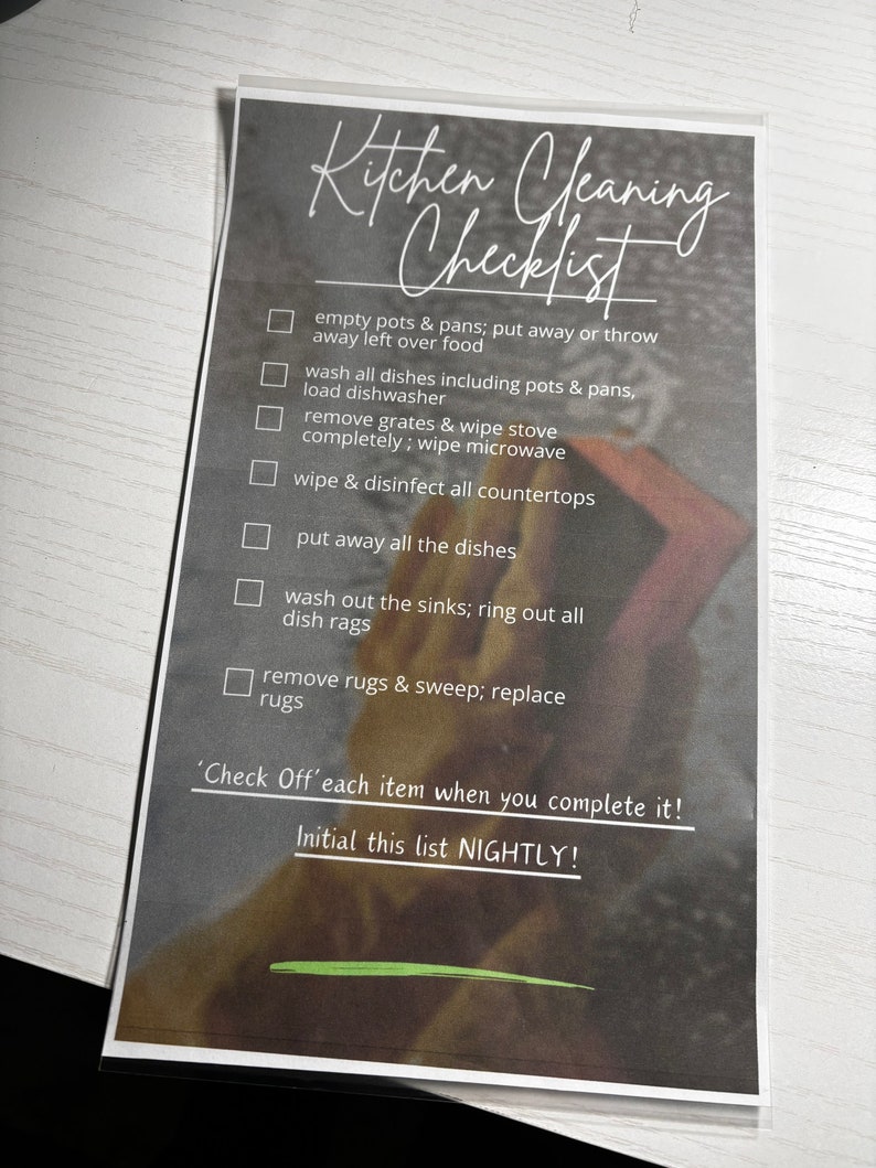 Kitchen Cleaning Checklist - Etsy