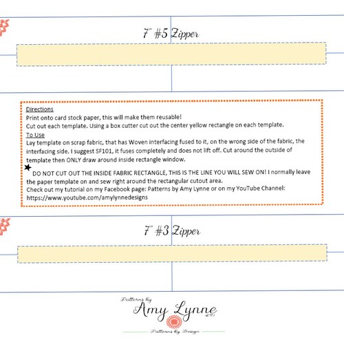 Template for 9 Zippers 3 Zips and 5 Zips PDF Digital - Etsy