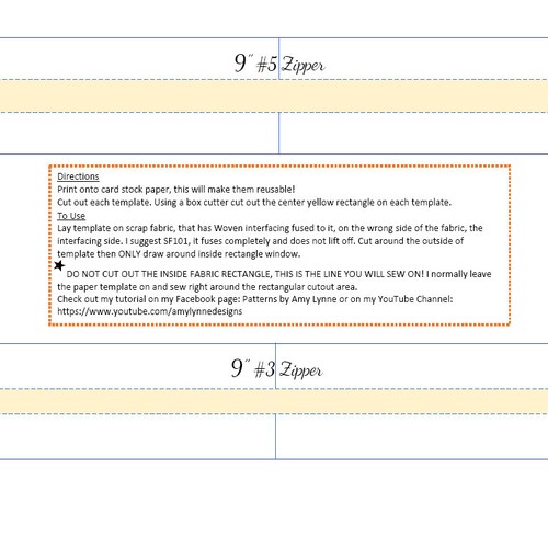 Template for 9 Zippers 3 Zips and 5 Zips PDF Digital - Etsy