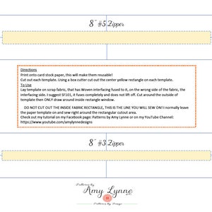 Template for 8" Zippers, #3 Zips and #5 Zips PDF, Digital File PDF ...