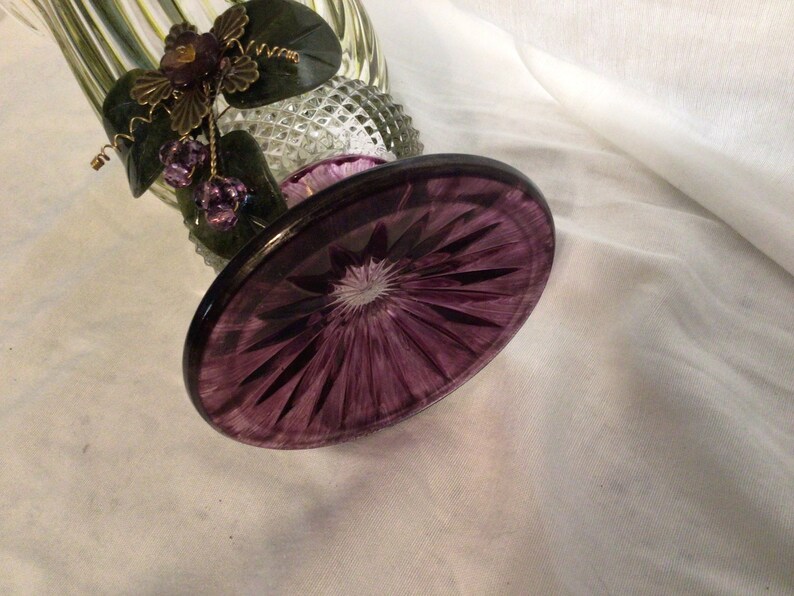 Vintage Monica Willard Vase Large Heavy Hand Painted Crystal in Green ...