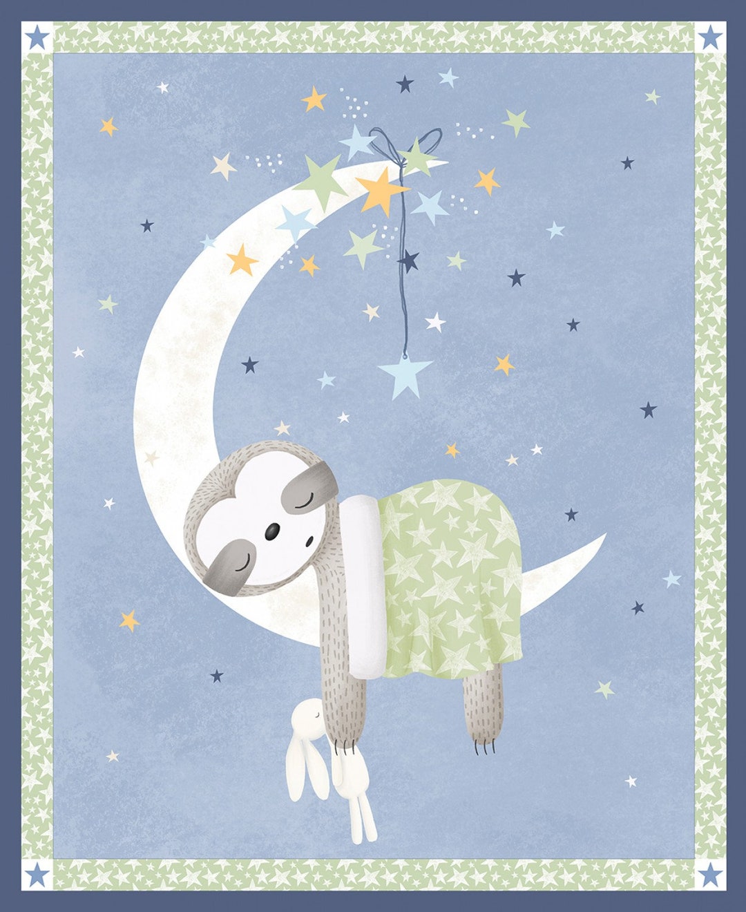 Blue Sleepy Sloth Sleeping Sloth Panel/kit - Etsy