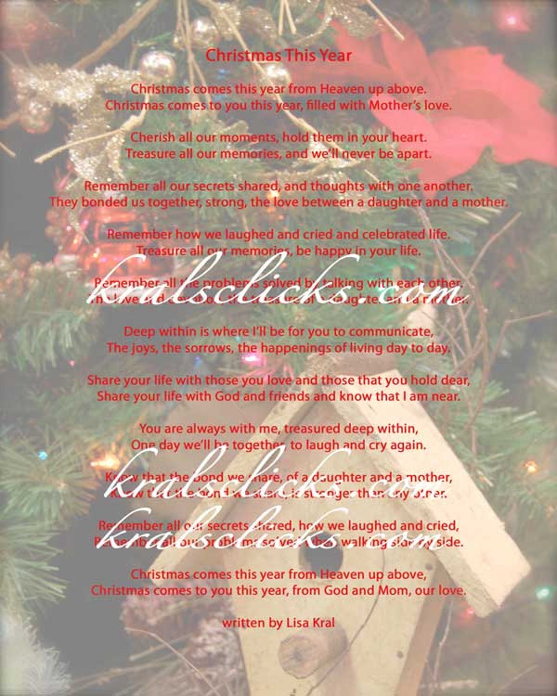 Instant Download Christmas Poem for Those That Have Lost Their Mom or ...