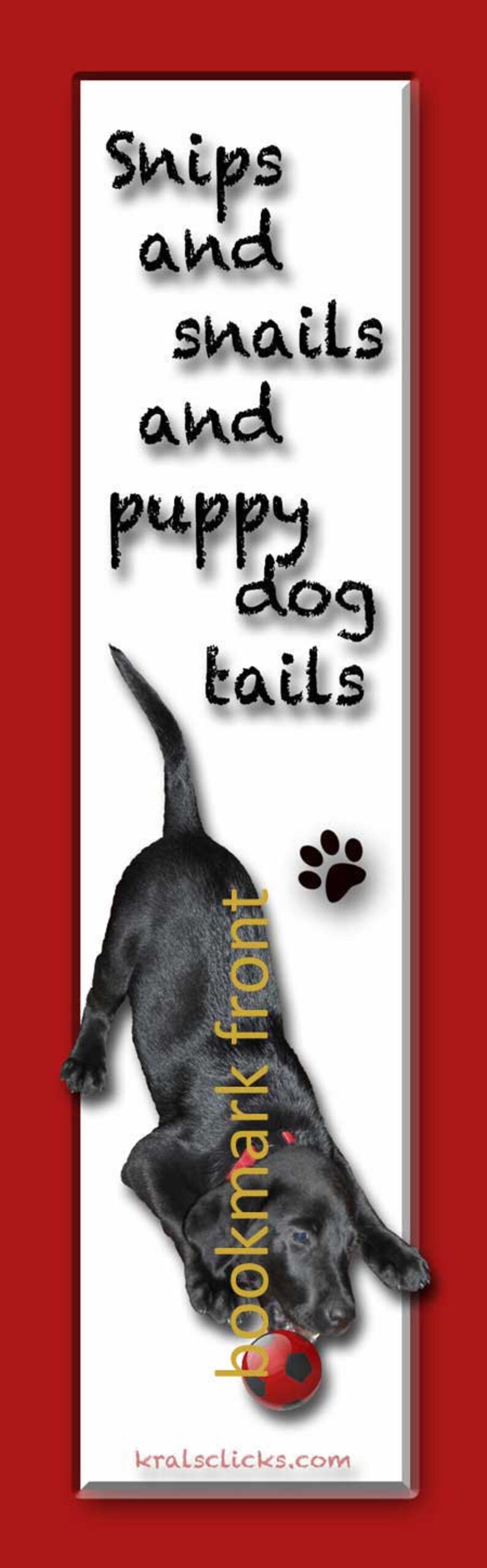 Puppy Bookmark, Black Lab, Dog, Puppy Prints, Bookmark, for Books ...