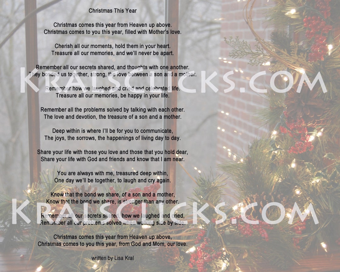 Christmas Poem for Those That Have Lost Their Grandma or Mom 8x10 ...