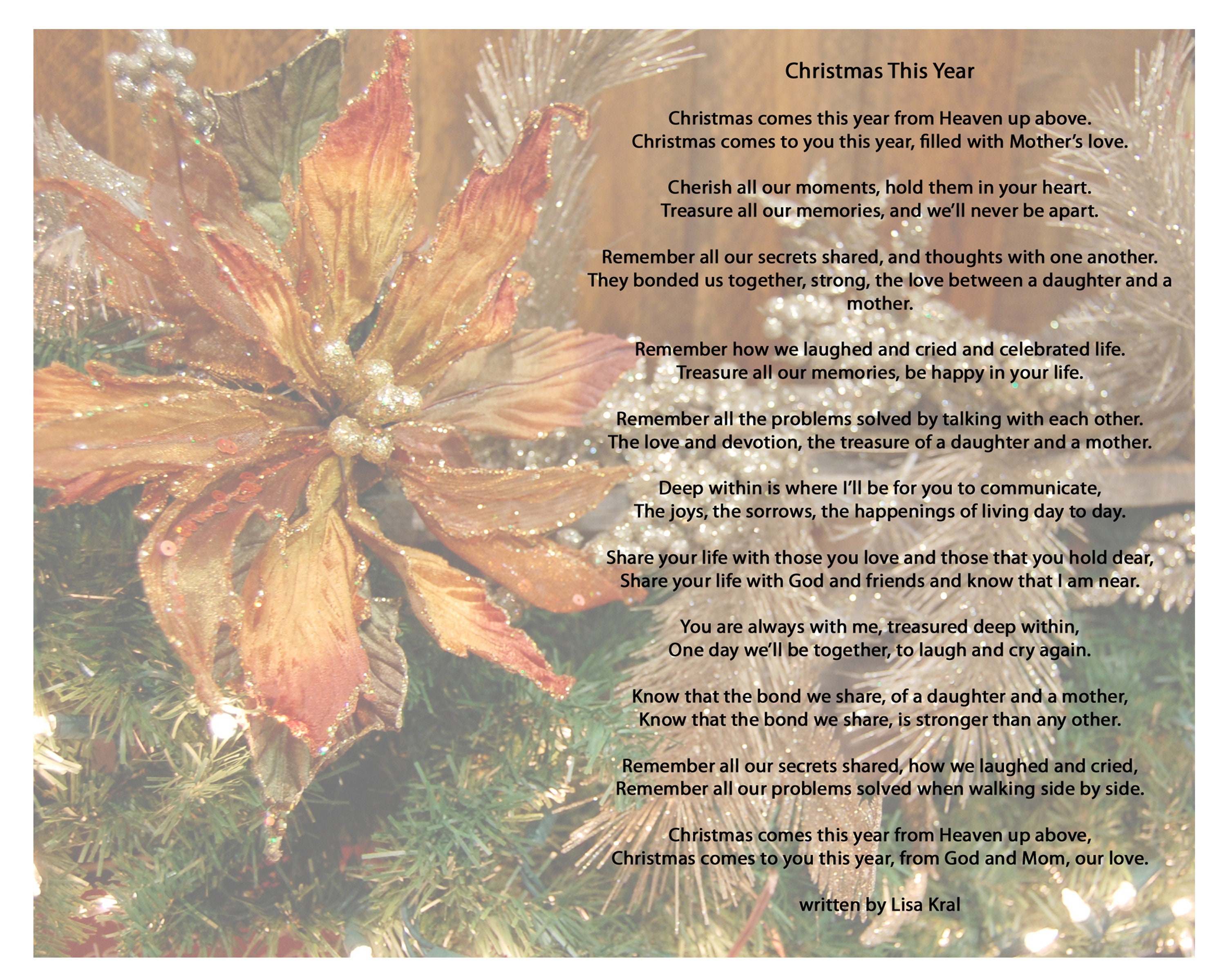 Christmas Poem for Those That Have Lost Their Mom 8x10 Print Free ...