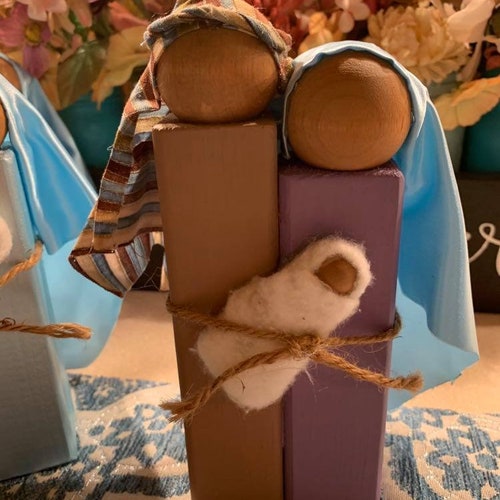 Nativity Scene Christmas Decor Mary Joseph and Baby Jesus - Etsy