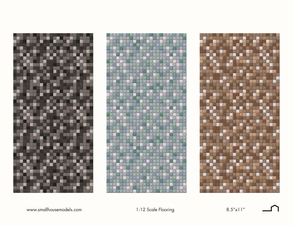DOLLHOUSE TILE Flooring 3 Different Modern Miniature Tile Flooring ...
