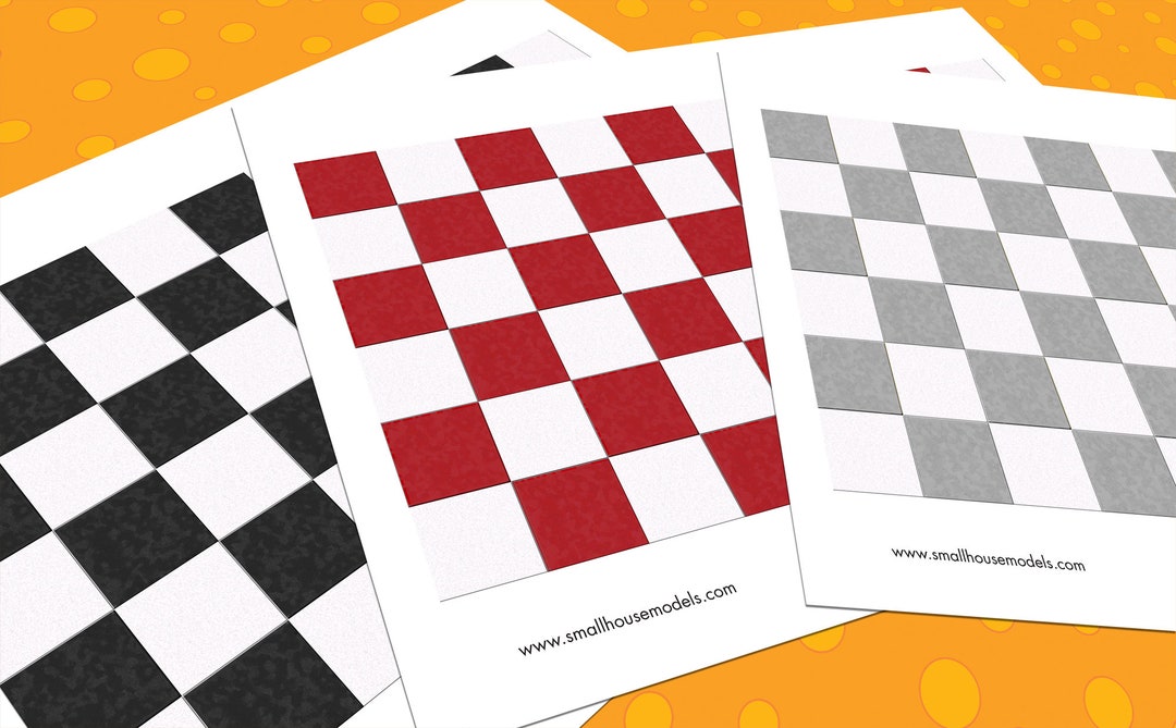 Dollhouse Flooring, 1:12 Scale, 3 Repeating Checkered Linoleum ...
