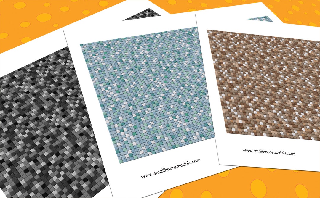 DOLLHOUSE TILE Flooring 3 Different Modern Miniature Tile Flooring ...