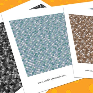 DOLLHOUSE TILE Flooring 3 Different Modern Miniature Tile Flooring ...