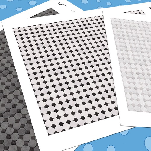 Dollhouse Octagonal Checkered Tile Flooring Printable PDF | Etsy