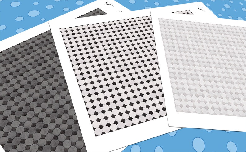 Dollhouse Octagonal Checkered Tile Flooring Printable PDF - Etsy