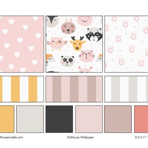 DOLLHOUSE WALLPAPER Printable Miniature Pattern 1:12 Scale Modern Doll ...