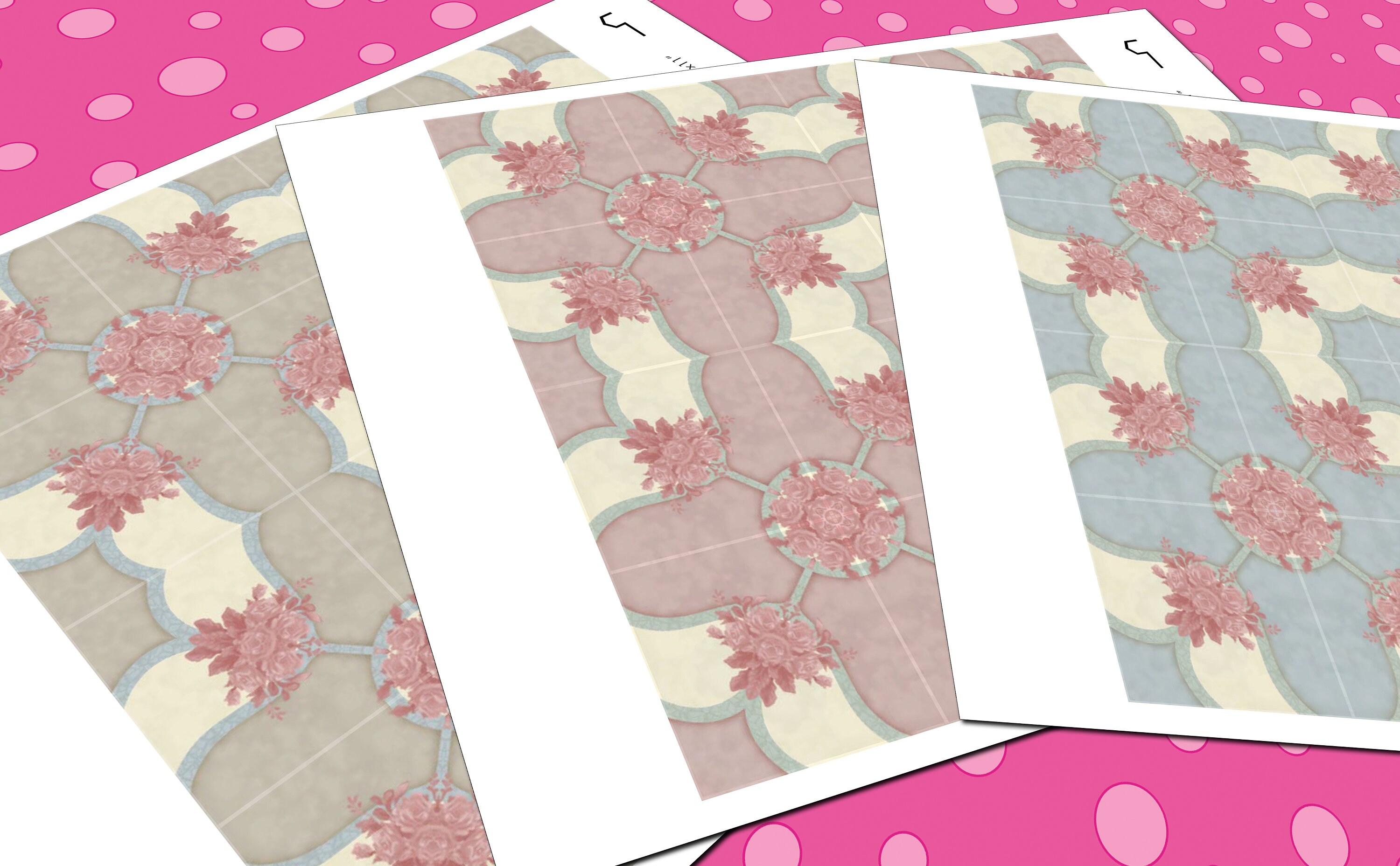 Dollhouse Flooring 1:6 Scale 3 Repeating Floral Linoleum | Etsy