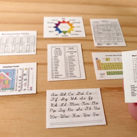 Miniature School Papers Set of 8 Miniature Homework Pages - Etsy