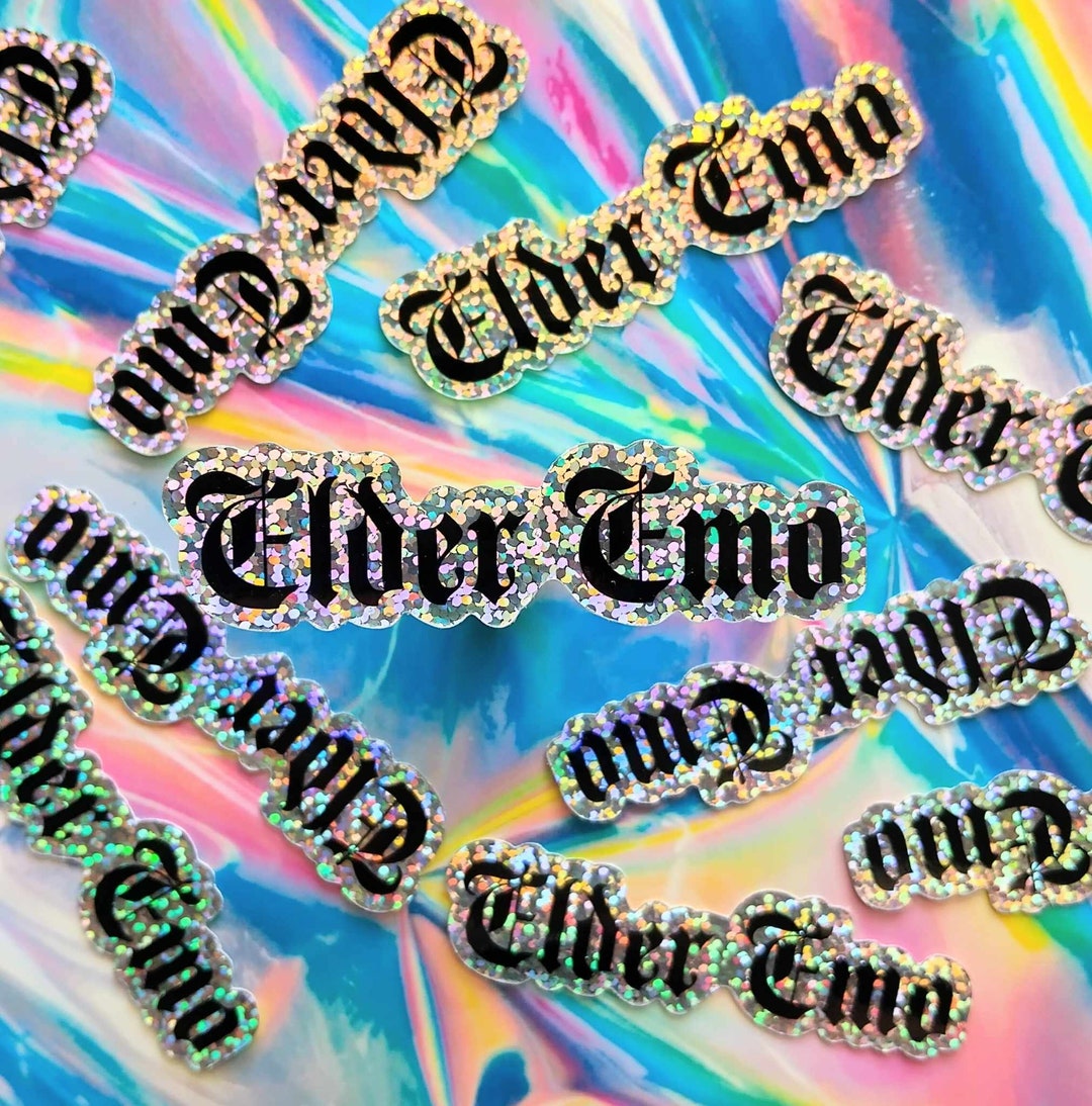 Elder Emo Sticker, Glitter Sticker, Laptop Decal, Car Decal, Nostalgic ...