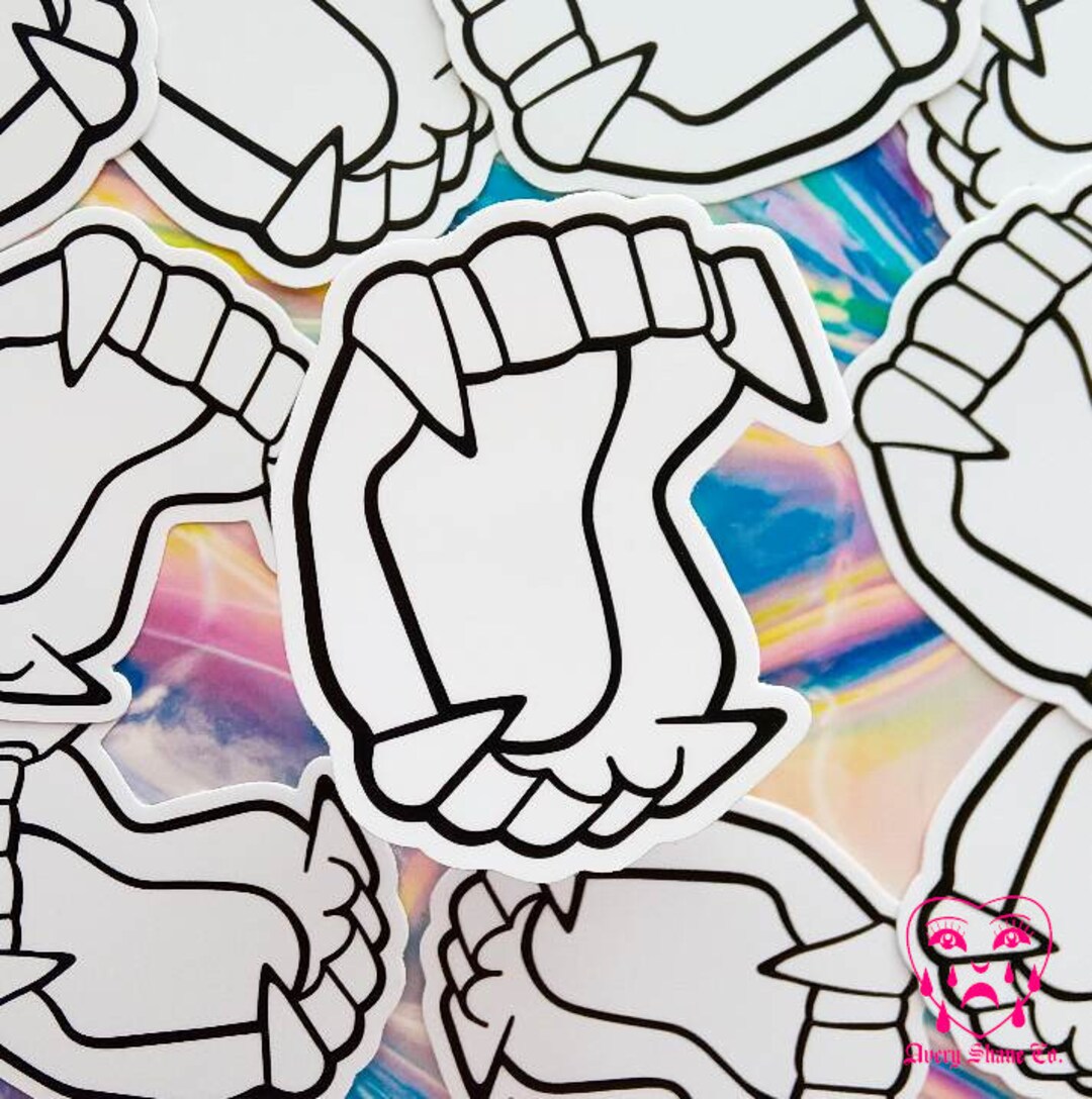 Fangs Sticker, Vampire Sticker, Vampire Fangs, 90s Aesthetic, 90s ...