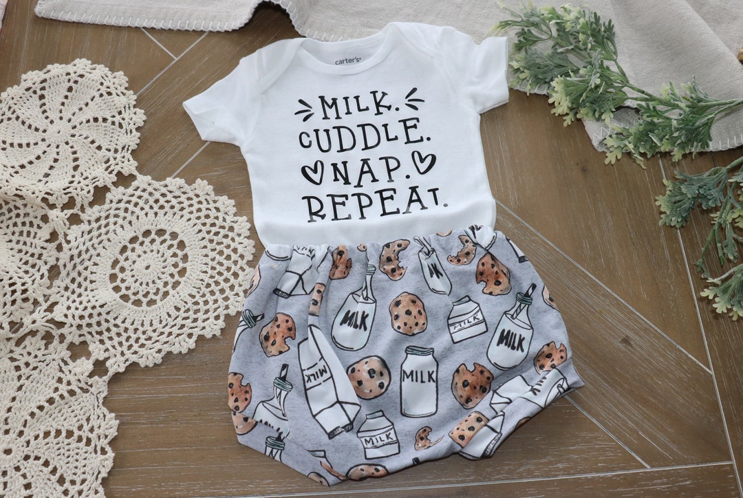 Baby Boy Outfit, Milk and Cookies Onesie, Milk and Cookies Baby, Baby ...