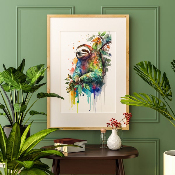 Sloth Watercolor - Etsy