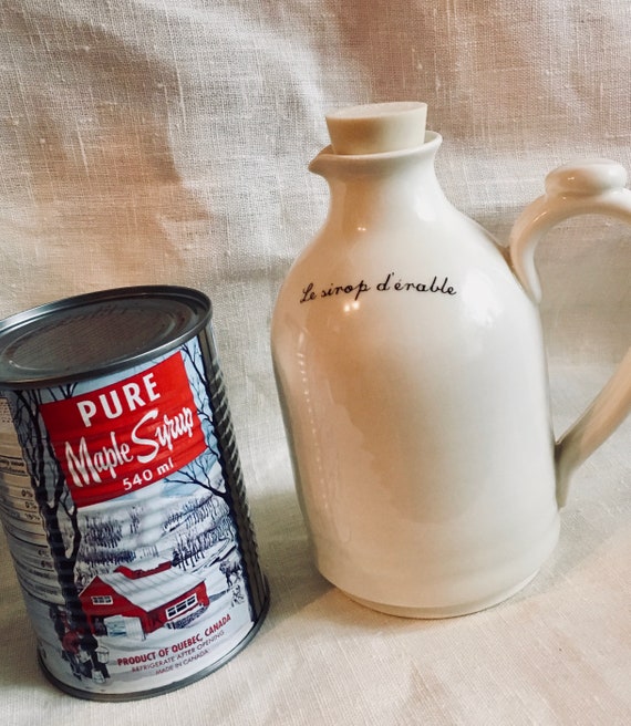 White Maple syrup pitcher handmade pottery with french or | Etsy