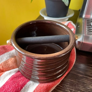 Knock Box Handmade in Ceramic Porcelain, Chocolate Brown Colour Glaze ...