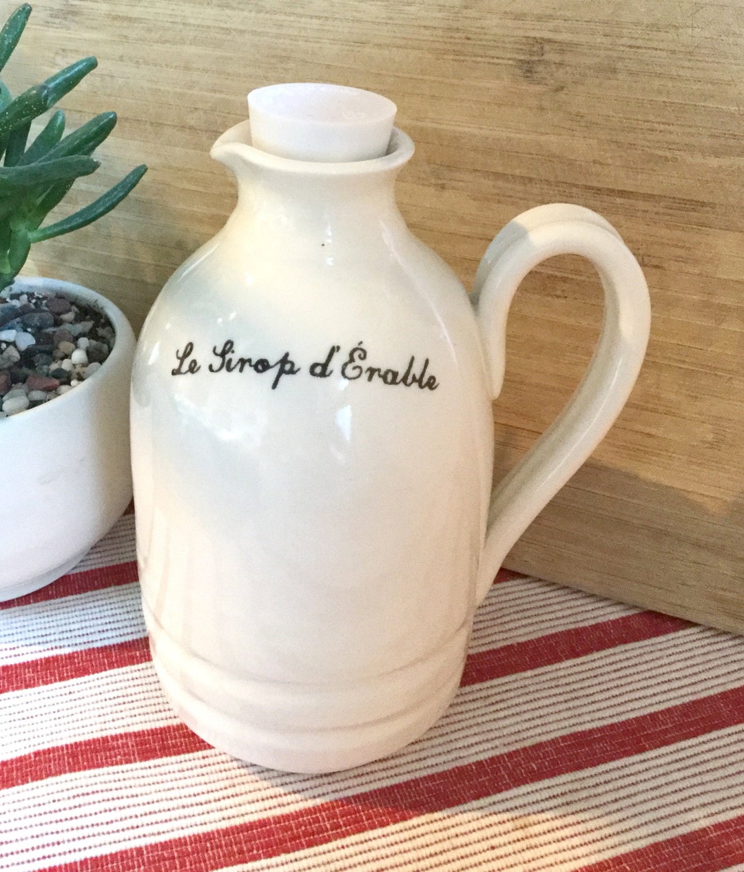 White Maple Syrup Pitcher Handmade Pottery With French or English ...