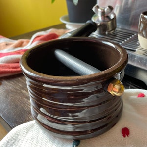 Knock Box Handmade in Ceramic Porcelain, Chocolate Brown Colour Glaze ...