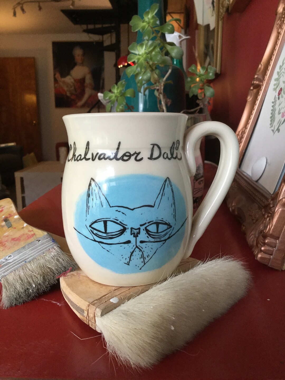 Salvador Dali Mug With a Grumpy Cat, Inscription Inside Chalvador Dali ...