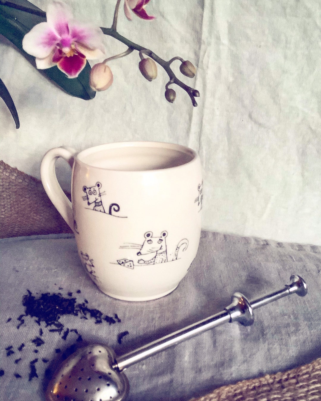 Rat Mug, Made of Hand-trowned Porcelain.rat Design With an Inscription ...