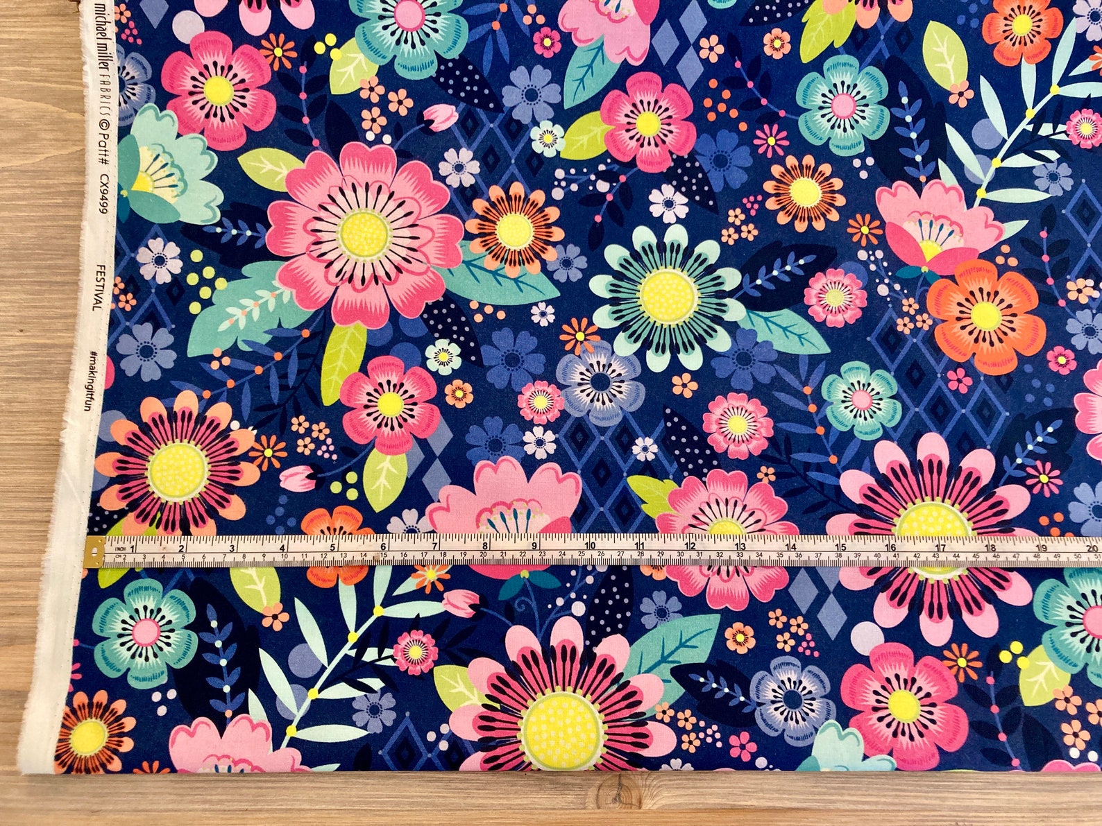 Large Floral Print, Cotton Fabric, Festival From Michael Miller - Etsy