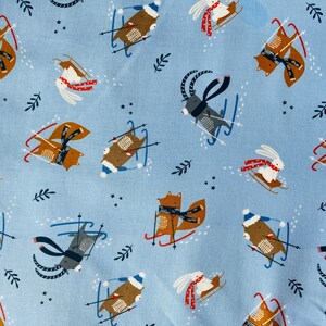 Christmas Animal Fabric, Animals Skiing, Snow Much Fun, by Dashwood ...