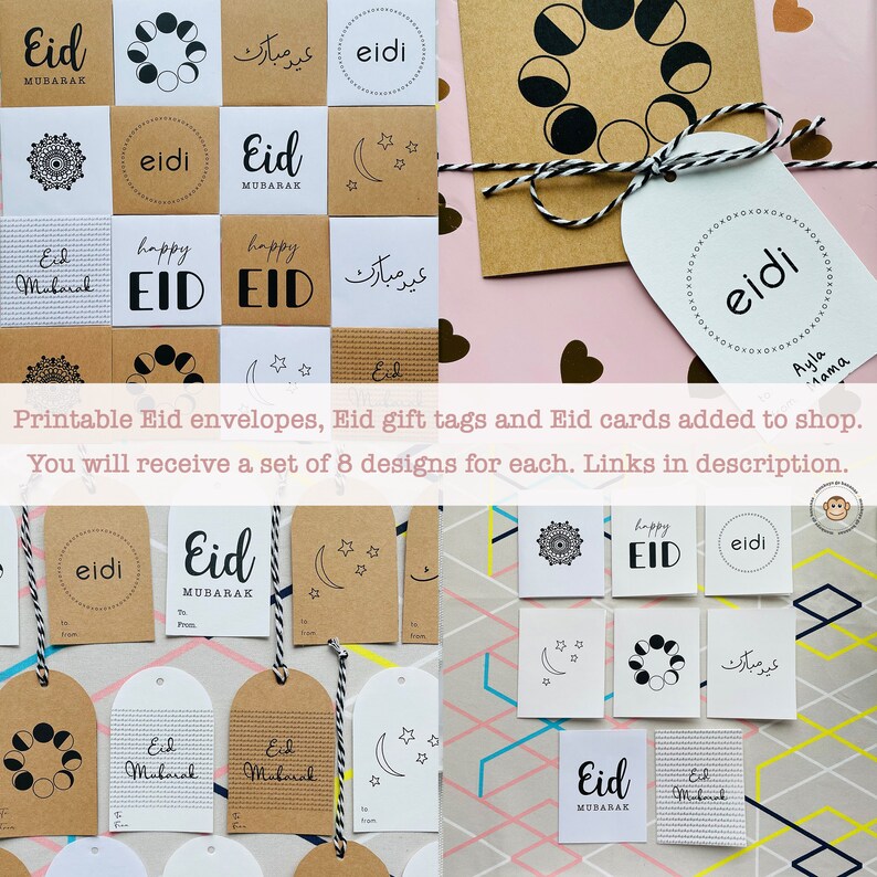 Printable Eid Gift Tags Instant Download 8 Designs Eid | Etsy